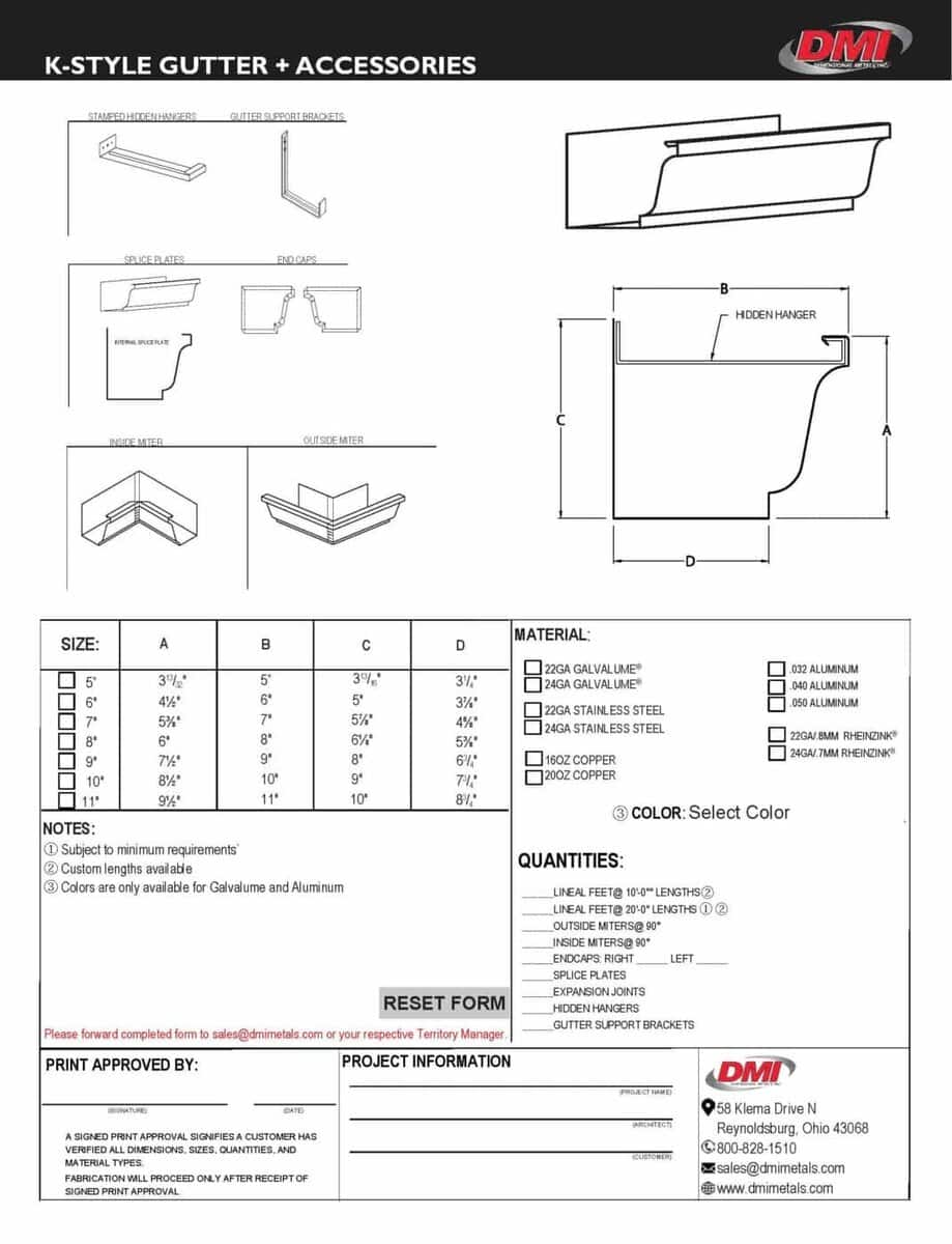 K-Style Gutter Dimensional Metals, Inc.