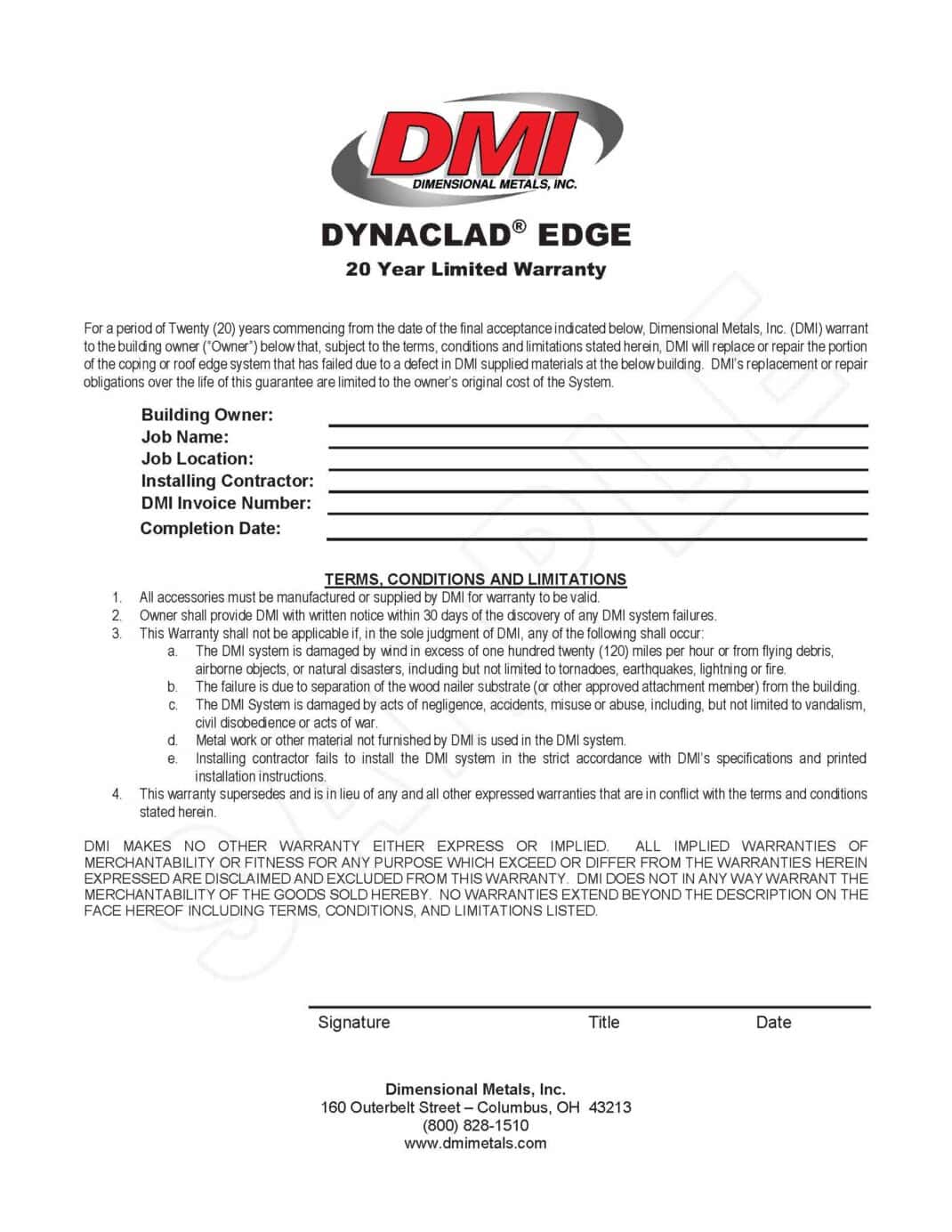 DynaClad Edge Warranty
