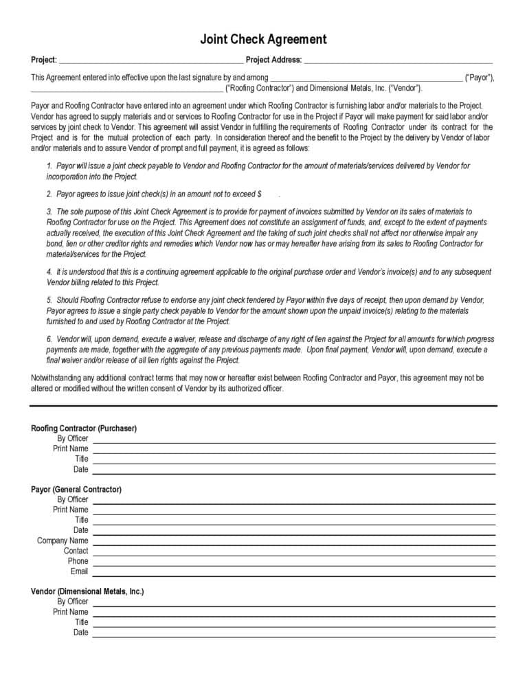 Joint Check Agreement