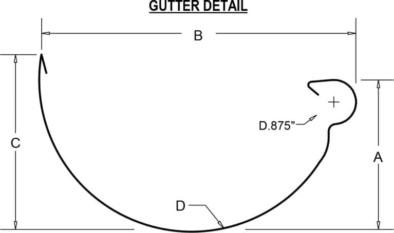 Half Round Gutters – Half Round Aluminum Gutters System Dimensional ...